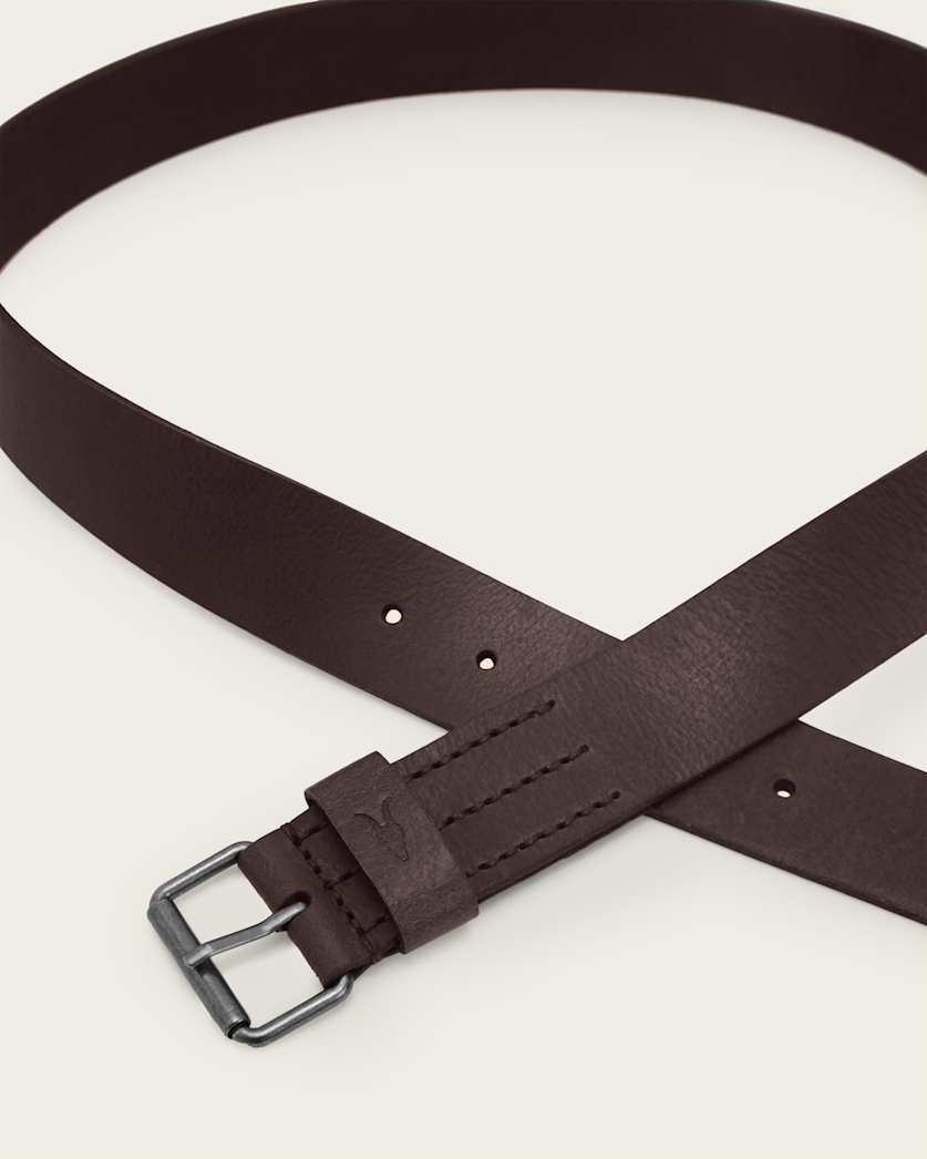 Dunston Leather Embossed Belt Brown | ALLSAINTS